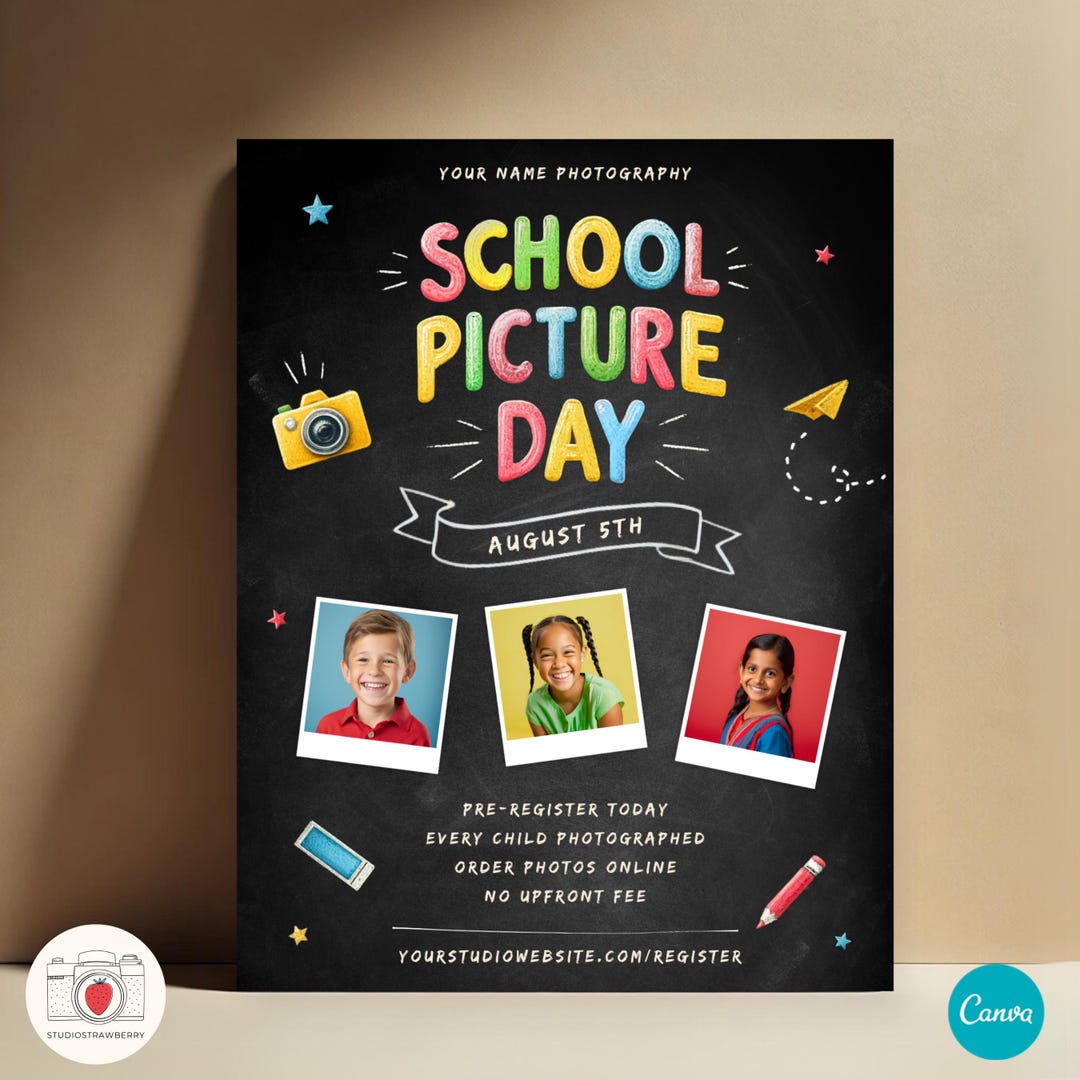 Editable School Picture Day Flyer Template, Printable School Photo Day ...