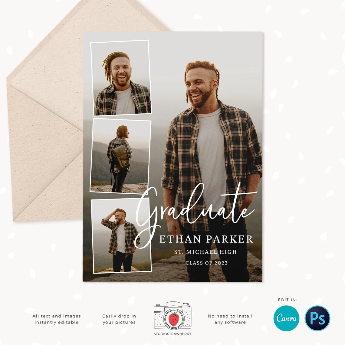 Guy Graduation Announcement, Graduation Announcement Boy, Senior ...