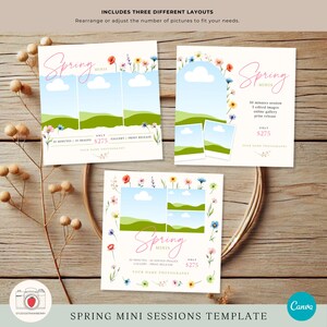 Spring Mini Sessions Canva Template | Three-photo Floral Marketing ...