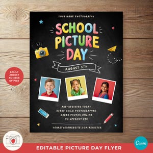 Editable School Picture Day Flyer Template, Printable School Photo Day ...