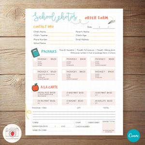 Printable School Photo Order Form, School Picture Pricing Template ...