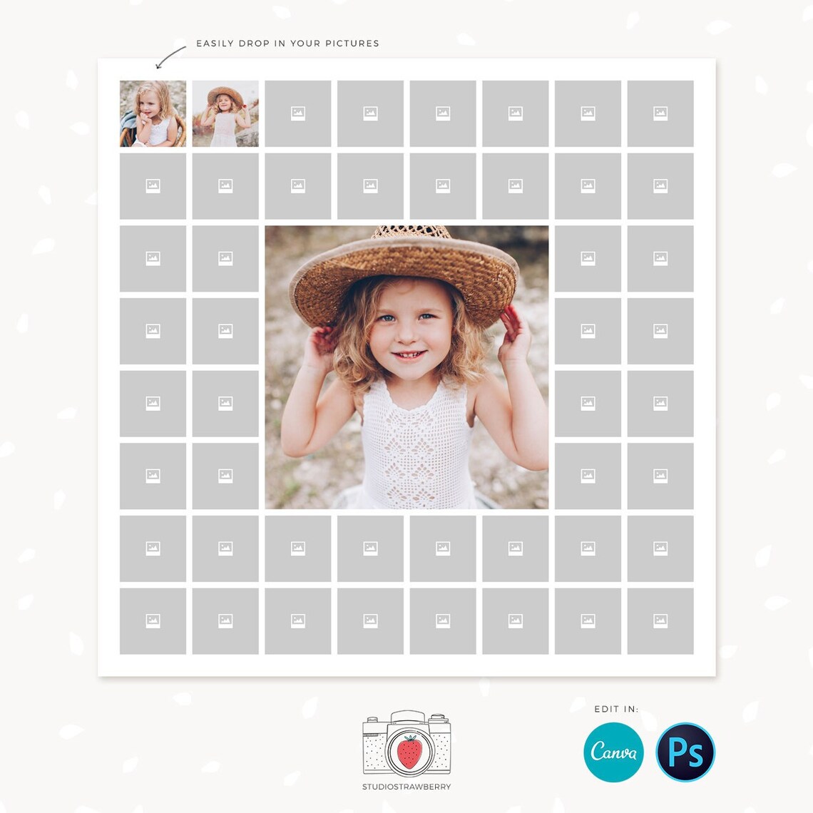 Photo Collage Template, Square Photo Collage Template, Squares, Canva ...