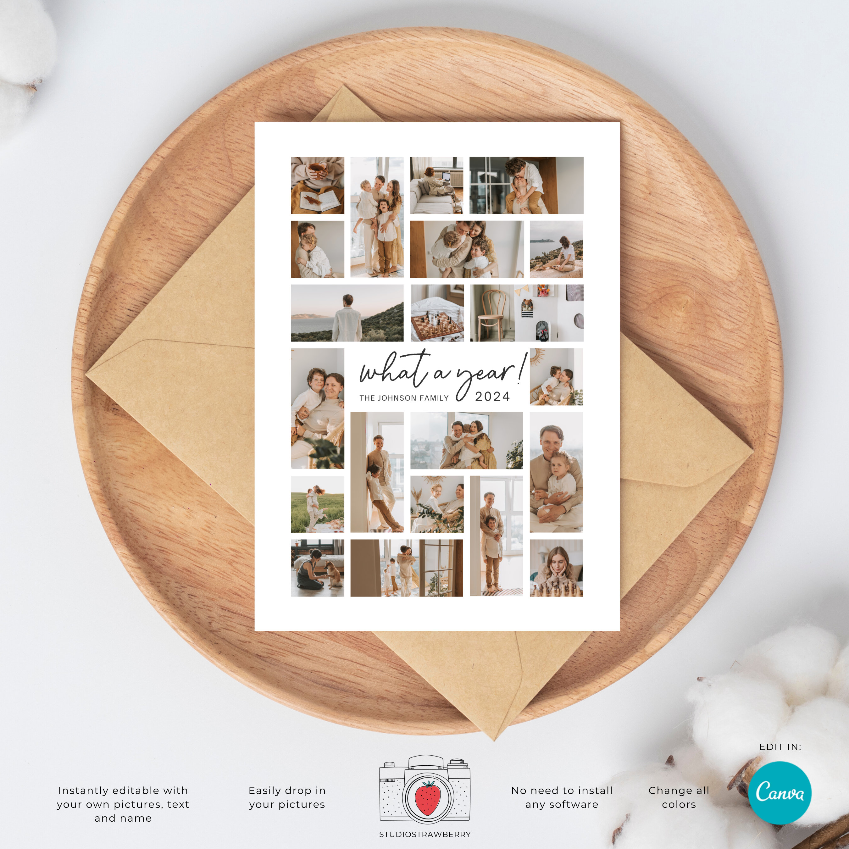 Year in Review Photo Card | Editable Holiday Collage Card ...