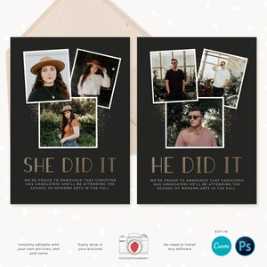 Graduation Invitation Template, Editable Graduation Photo Card, Senior ...