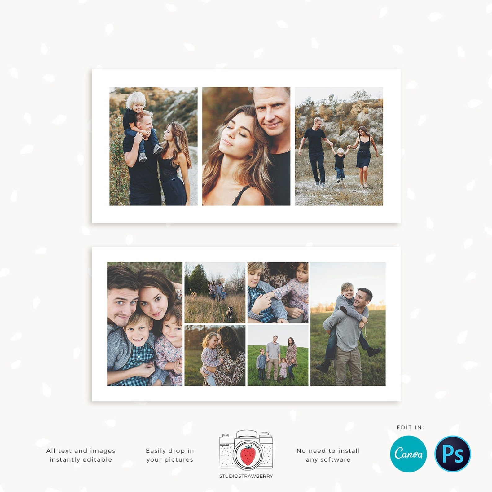 Photo Collage Template 10x20, Canva, Photoshop, Photo Collage Template ...