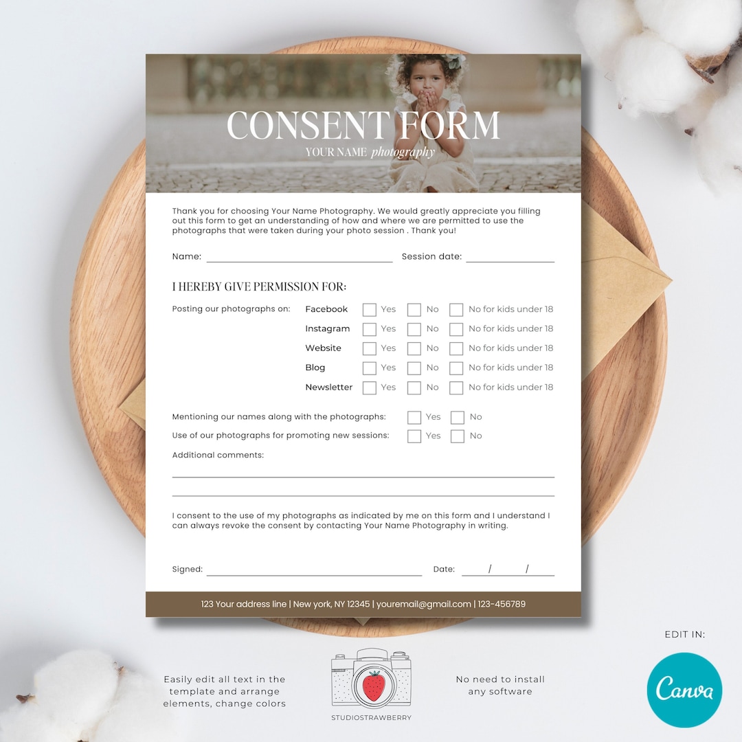 Photography Consent Form Template With Photo, Permissions Template ...