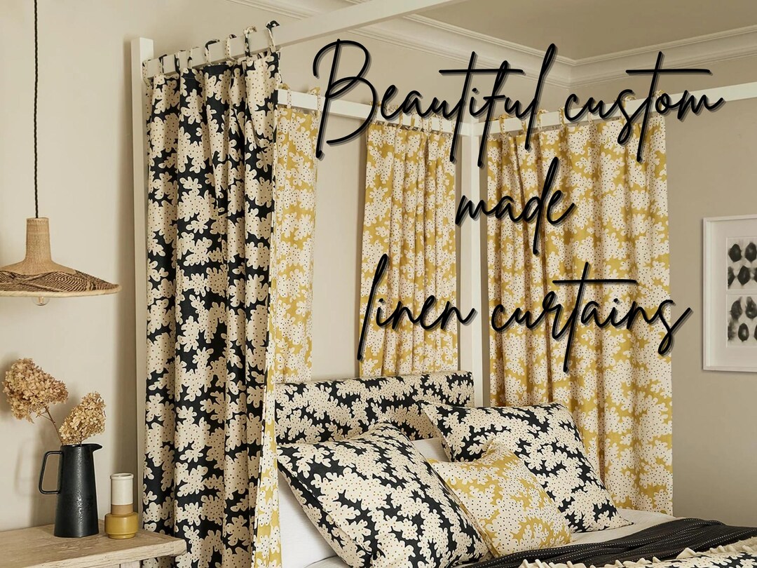 Linwood Small Prints Linen Curtains Custom Made to Order, Puff Ball ...
