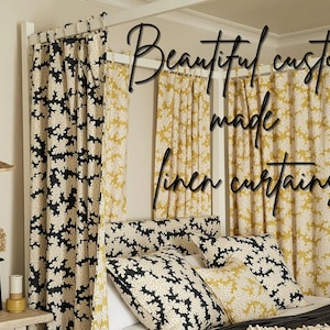 Linwood Small Prints Linen Curtains Custom Made to Order, Puff Ball ...