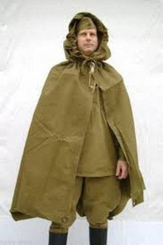 Military Russian Army Soviet Soldiers Cloak Tent Poncho Hooded Rain ...