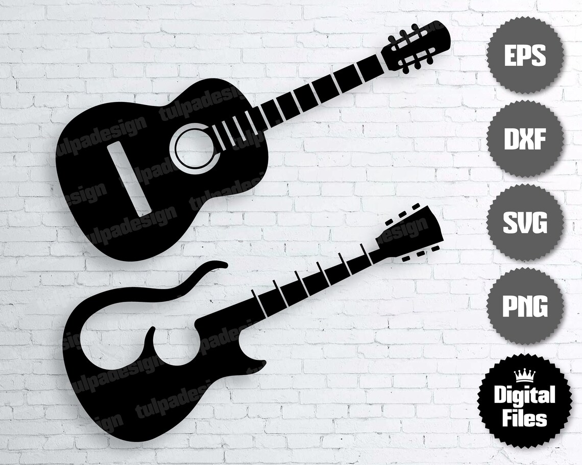 Acoustic Guitar SVG Cut File for Cricut Silhouette Cameo | Etsy