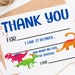 Dinosaur PRINTABLE Thank You Cards for Kids, Fill in the Blank Thank ...