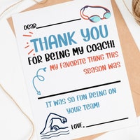 Swim Coach Thank You Greeting Card - Etsy