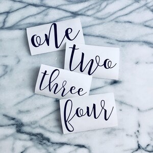 Calligraphy Vinyl Decal Numbers for Wedding Table Seating Chart Numbers ...