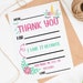 Unicorn PRINTABLE Thank You Cards for Kids Fill in the Blank Thank You ...