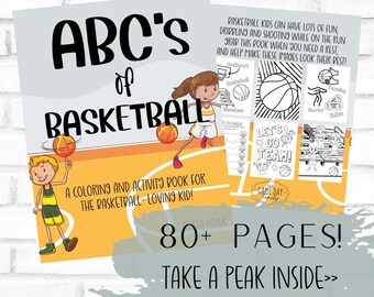 Basketball Printable Coloring Book for Coaches Kids Alphabet | Etsy