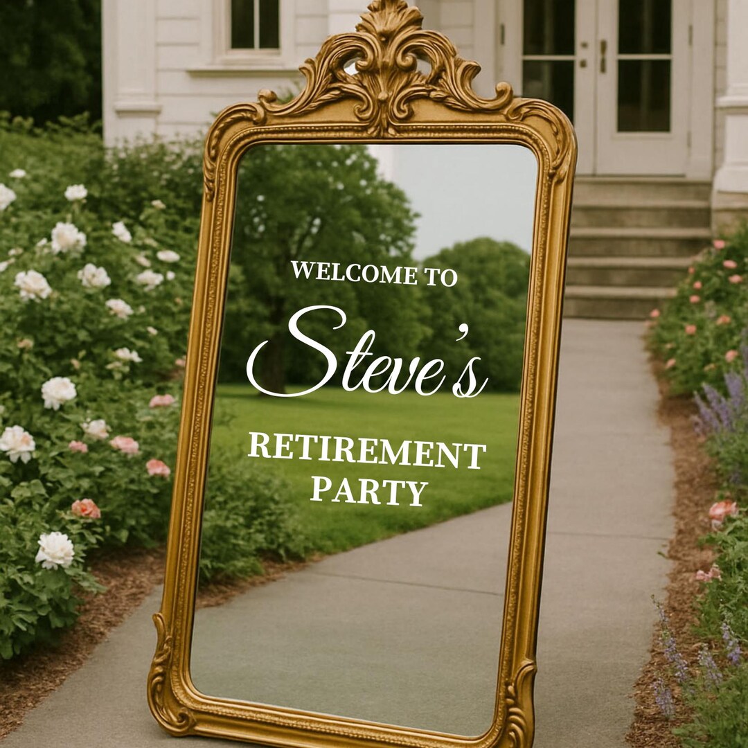 Retirement Welcome Sign Decal Personalized Party Mirror Decal Vinyl ...