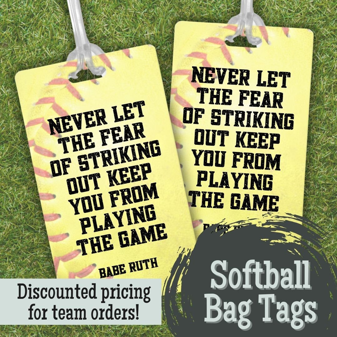 Custom Quote Softball Bag Tag for End of Season Gift Travel Ball Bag ...
