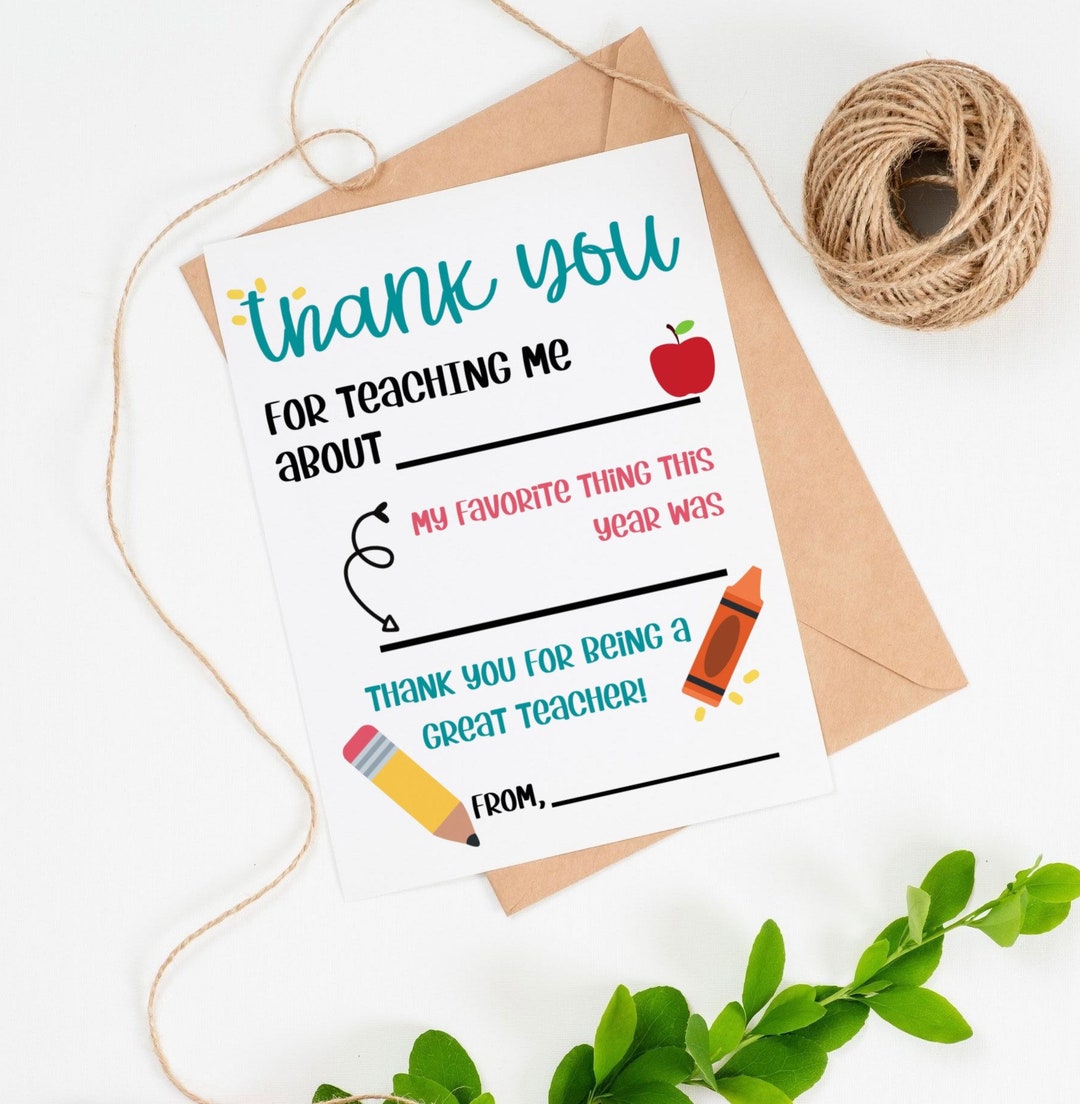 PRINTABLE Teacher Thank You Cards for Teacher Appreciation Teacher ...