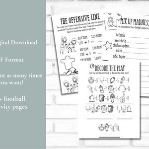 PRINTABLE Football Activity Pages (100+) for Elementary Kids on Game ...