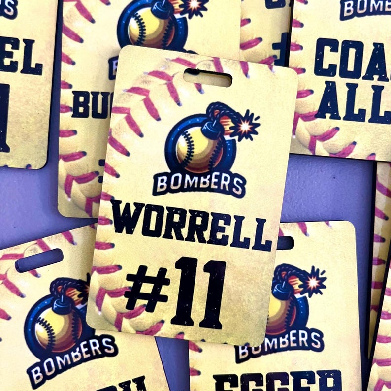 Custom Softball Bag Tag With Team Logo Travel Ball Bag Tag Labels for ...