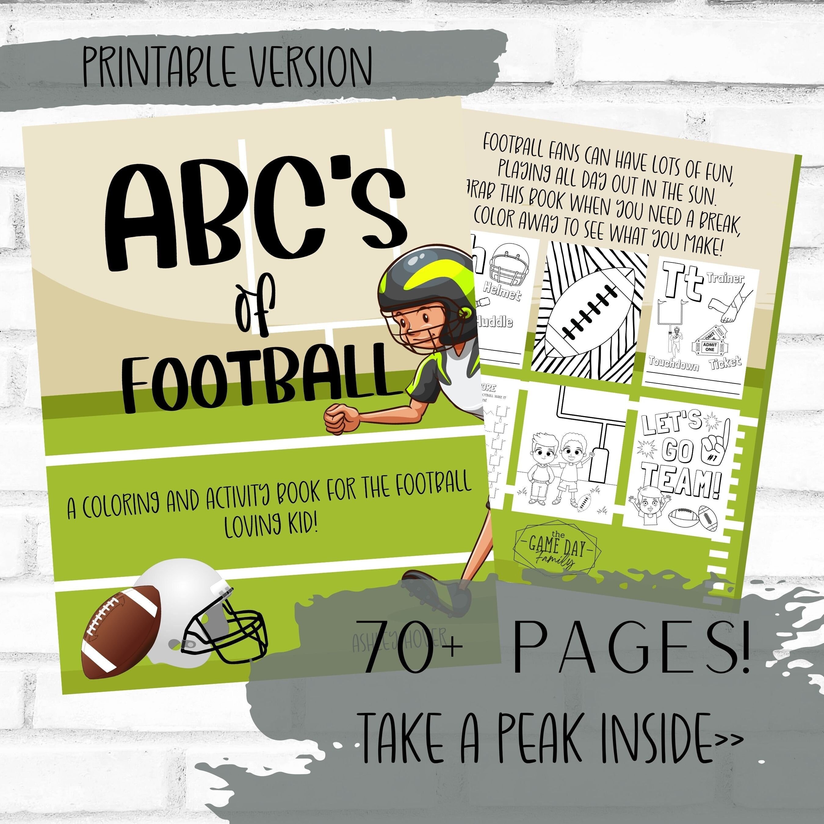 Abcs Football Printable Coloring Book for Kids on Game Day | Etsy