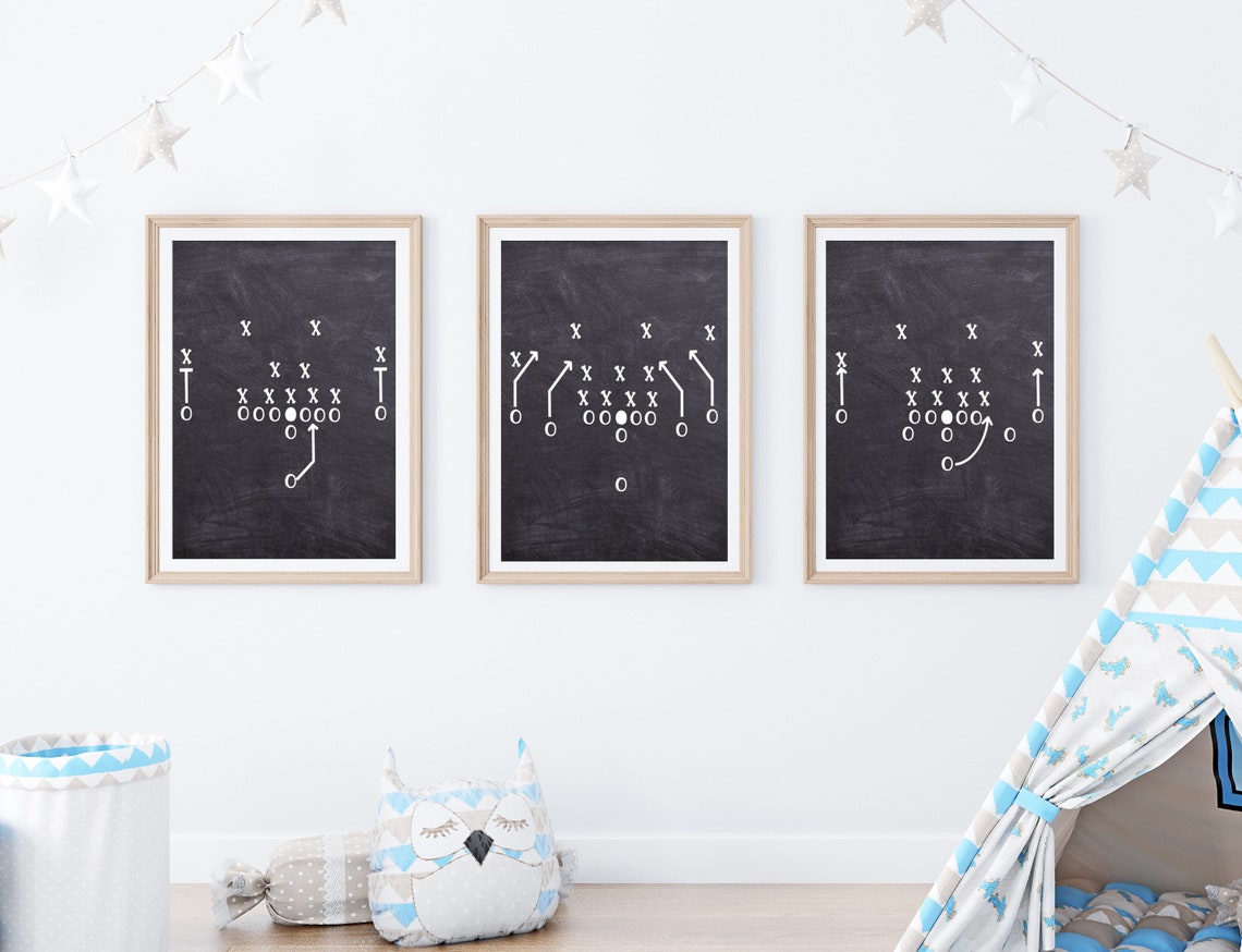 Football PRINTABLES set of 4 Plays for Boys Room Printable - Etsy