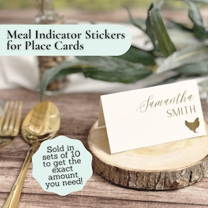 Set of 10 Meal Choice Stickers Wedding Meal Stickers for Place Card ...