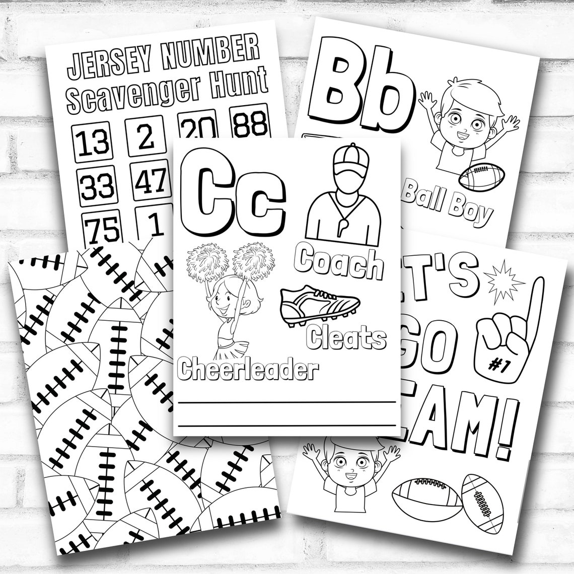 Abcs Football Printable Coloring Book for Kids on Game Day | Etsy