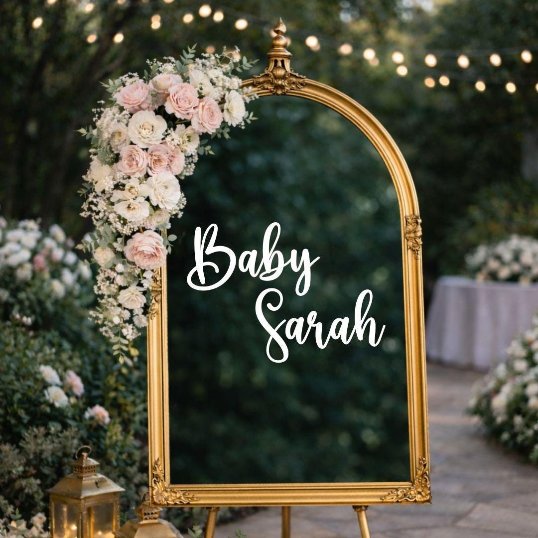 Custom Baby Name Decal for Backdrop Baby Shower Vinyl Decal Baby Girl ...