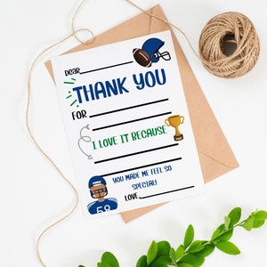 Football PRINTABLE Kids Thank You Cards for Toddler Birthday Digital ...
