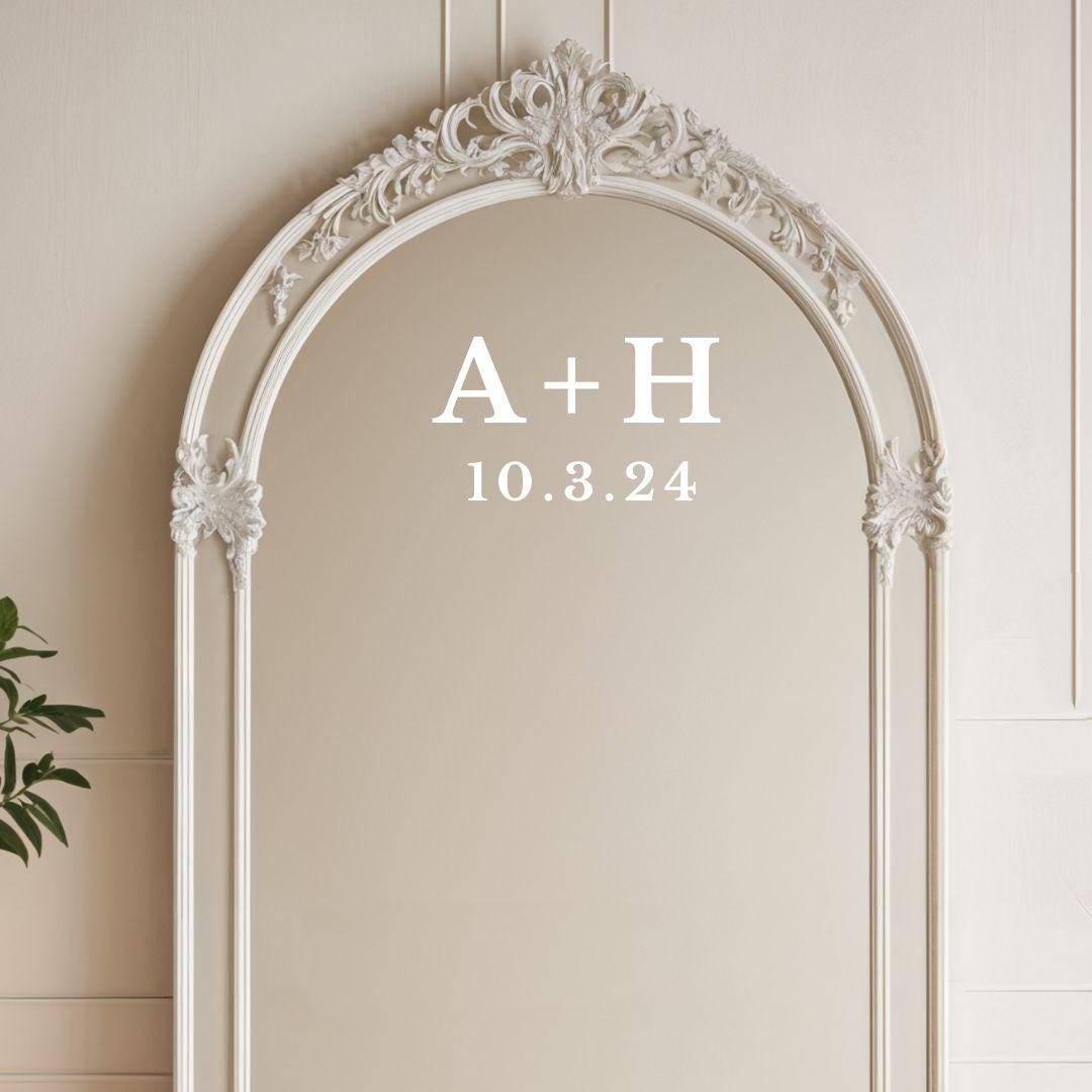 Custom Initial and Date Decal for Wedding Mirror Sign Wedding Date ...