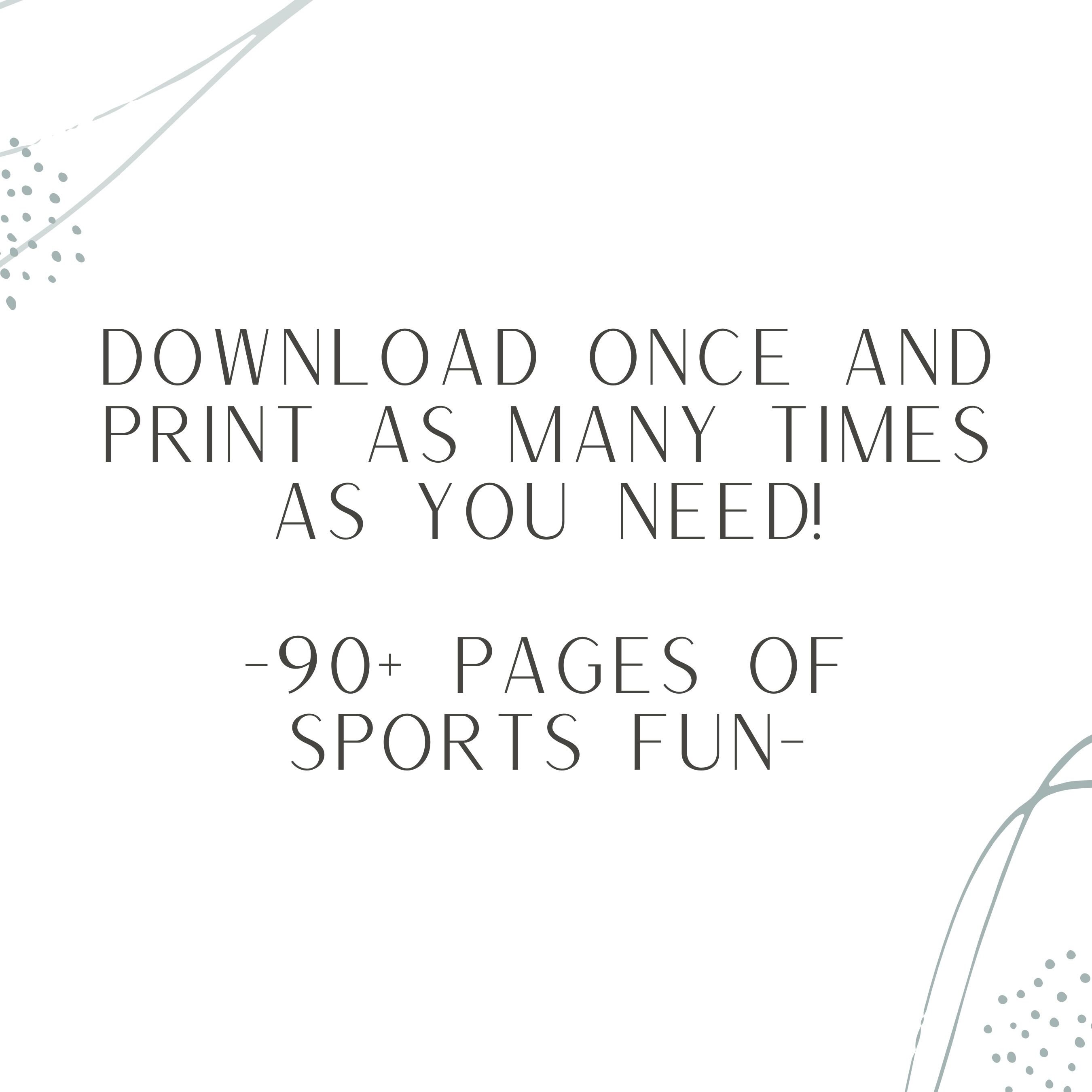 Sports Printable Coloring Pages for Coaches' Kids Instant - Etsy