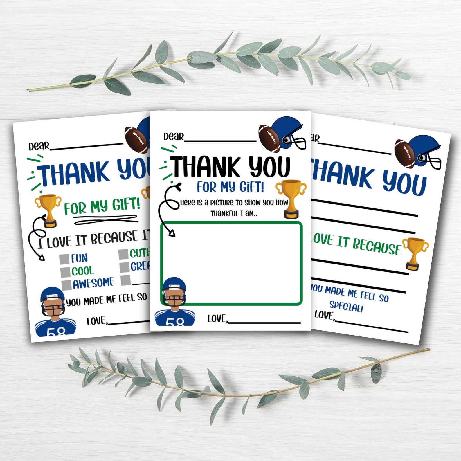 Sports PRINTABLE Bundle Kids Thank You Cards for Toddler - Etsy