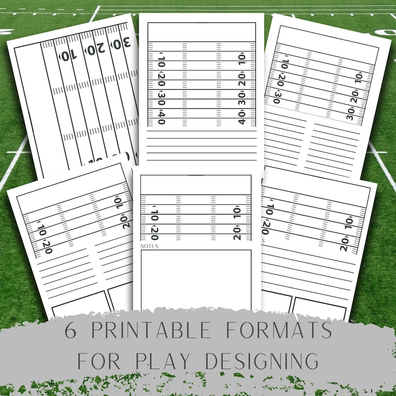 Football Printable Playbook Sheet for Coach Journal for Plays Field ...
