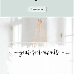Your Seat Awaits Vinyl Decal Calligraphy Wedding DIY Signs Wedding ...