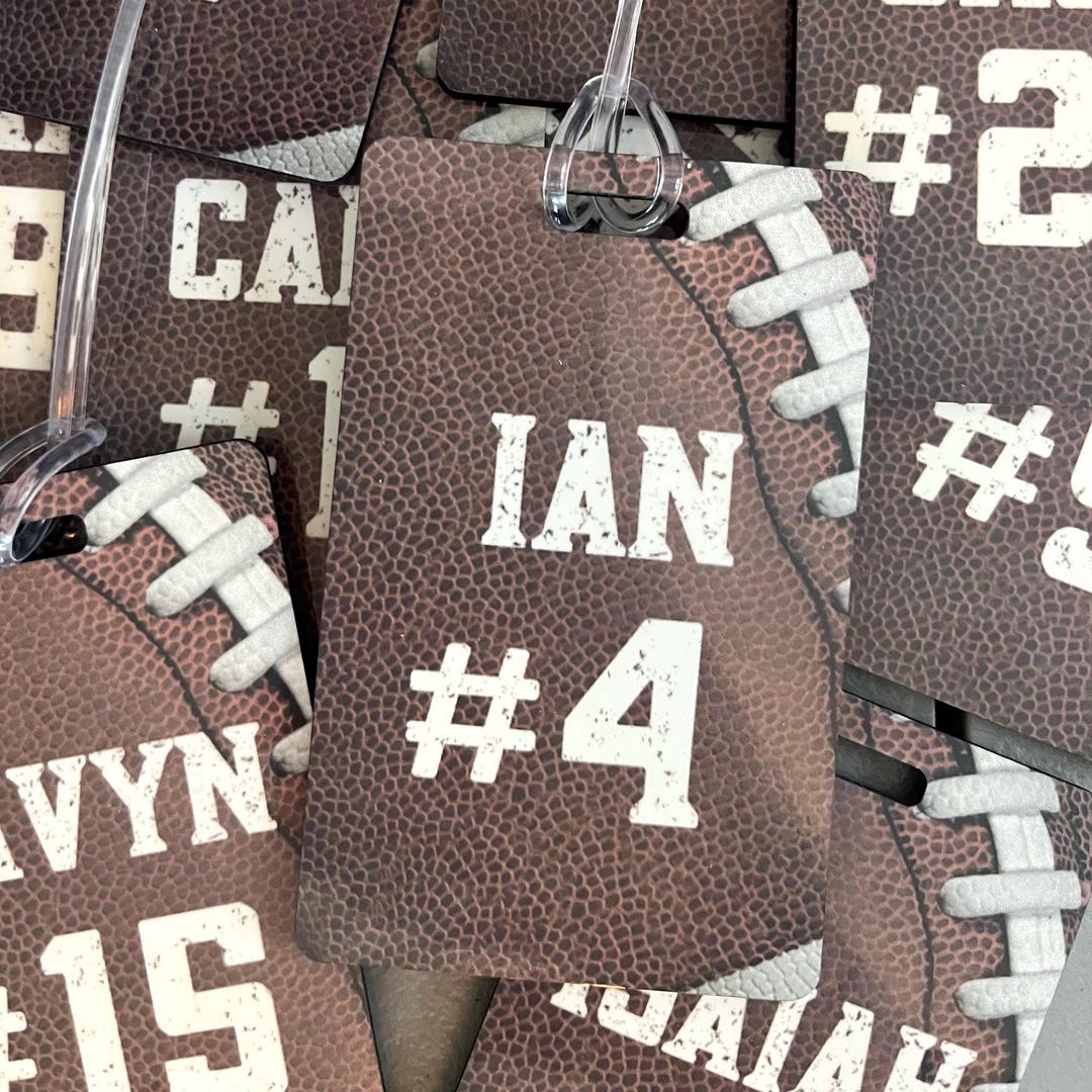 Football Bag Tag With Name & Number for Custom Team Gift Flag Football ...