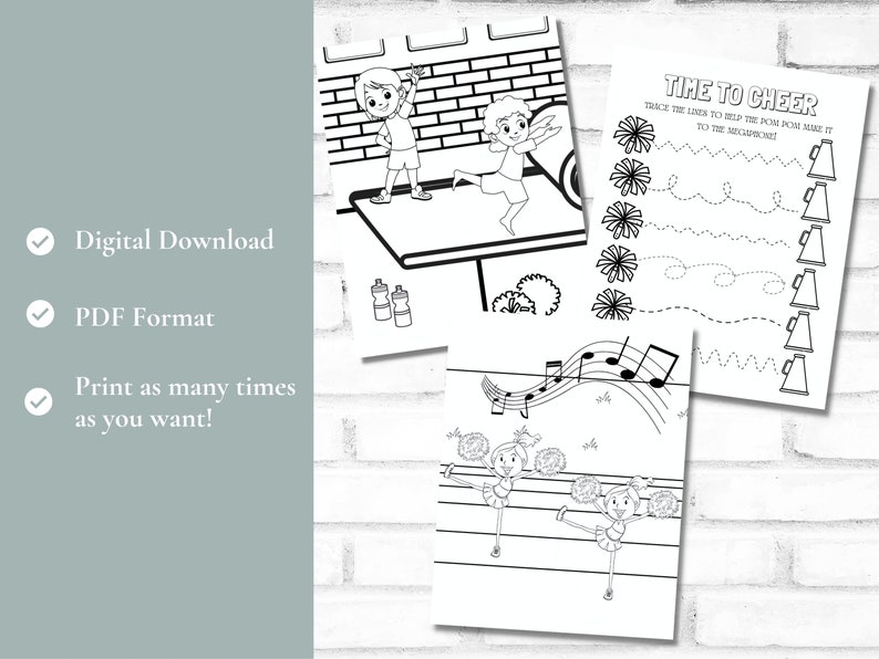 Cheer Printable Kids Coloring Pages Cheer Birthday Party - Etsy