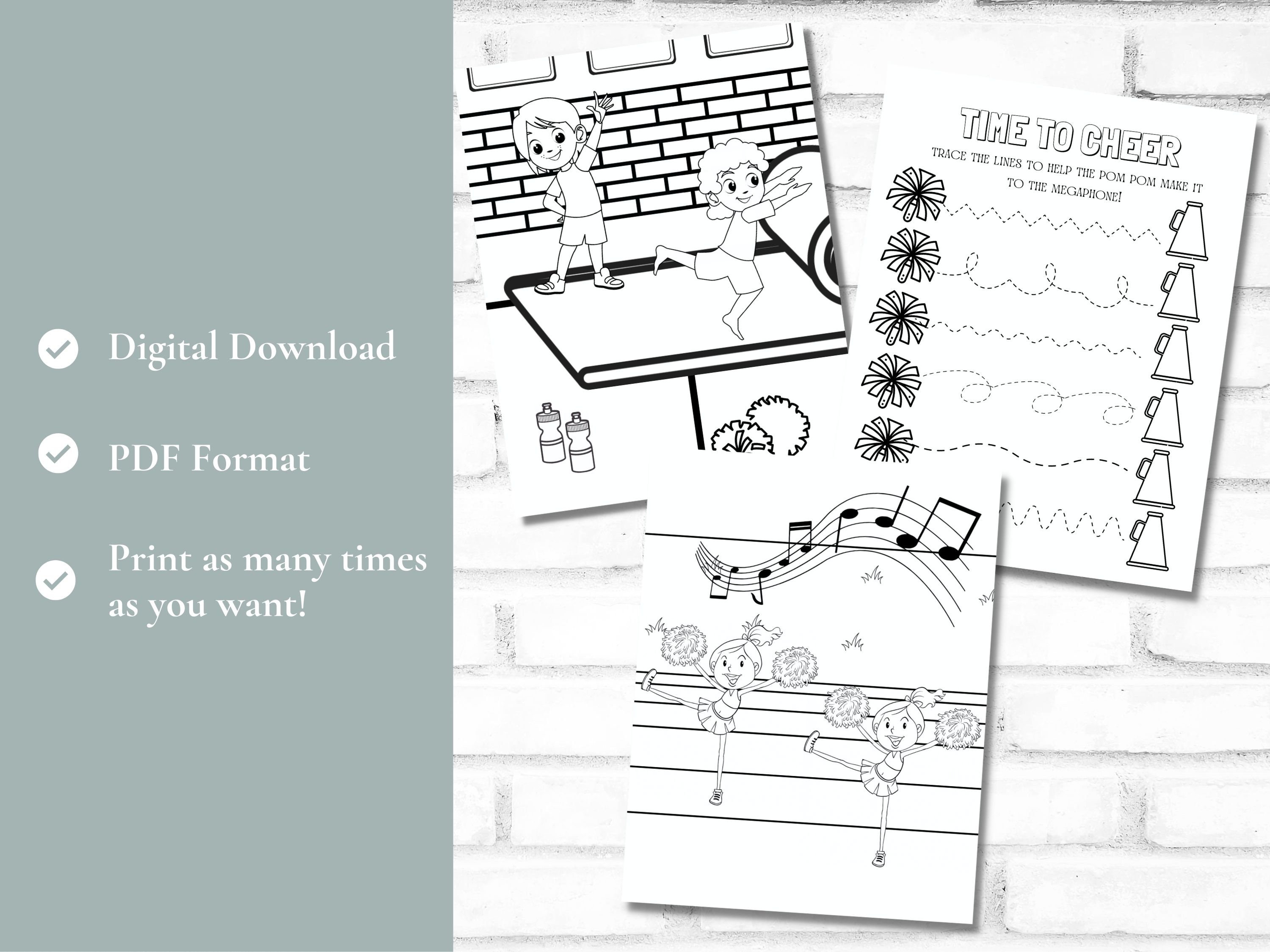 Cheer Printable Kids Coloring Pages Cheer Birthday Party - Etsy Canada