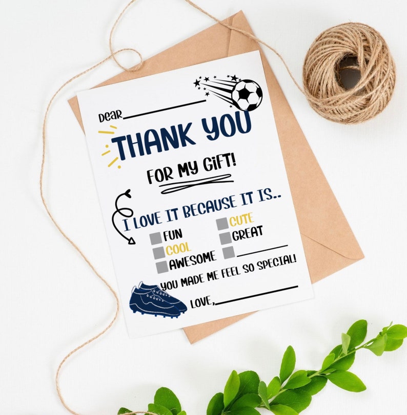 Soccer PRINTABLE Kids Thank You Cards for Toddler Birthday - Etsy