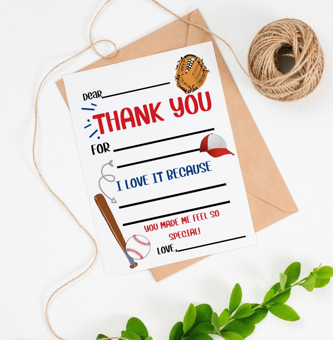 Baseball PRINTABLE Kids Thank You Cards for Toddler Birthday - Etsy