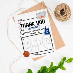 Basketball PRINTABLE Kids Thank You Cards for Toddler Birthday Digital ...