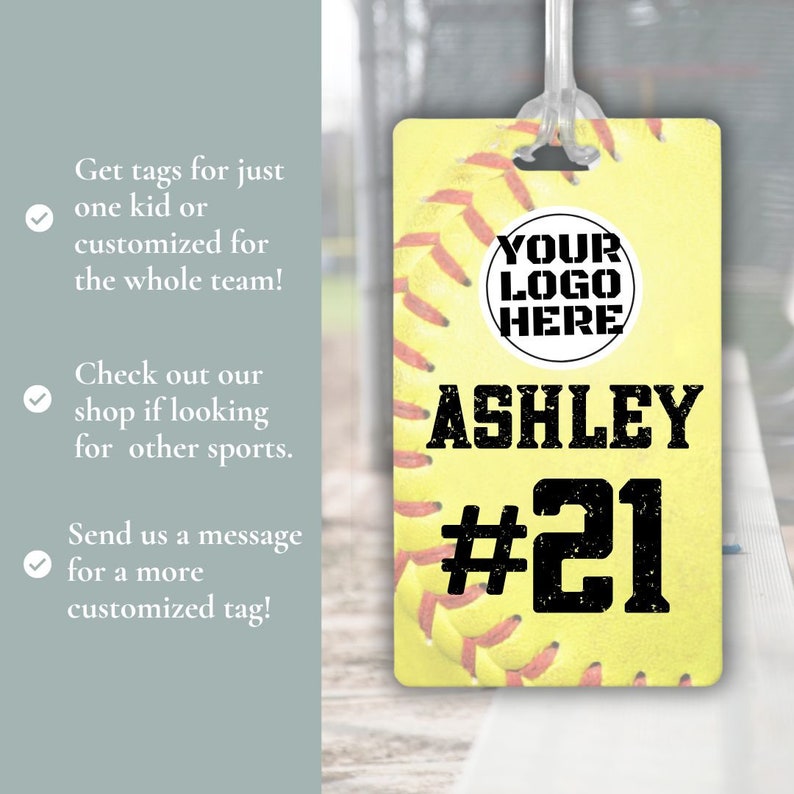 Custom Softball Bag Tag With Team Logo Travel Ball Bag Tag Labels for ...