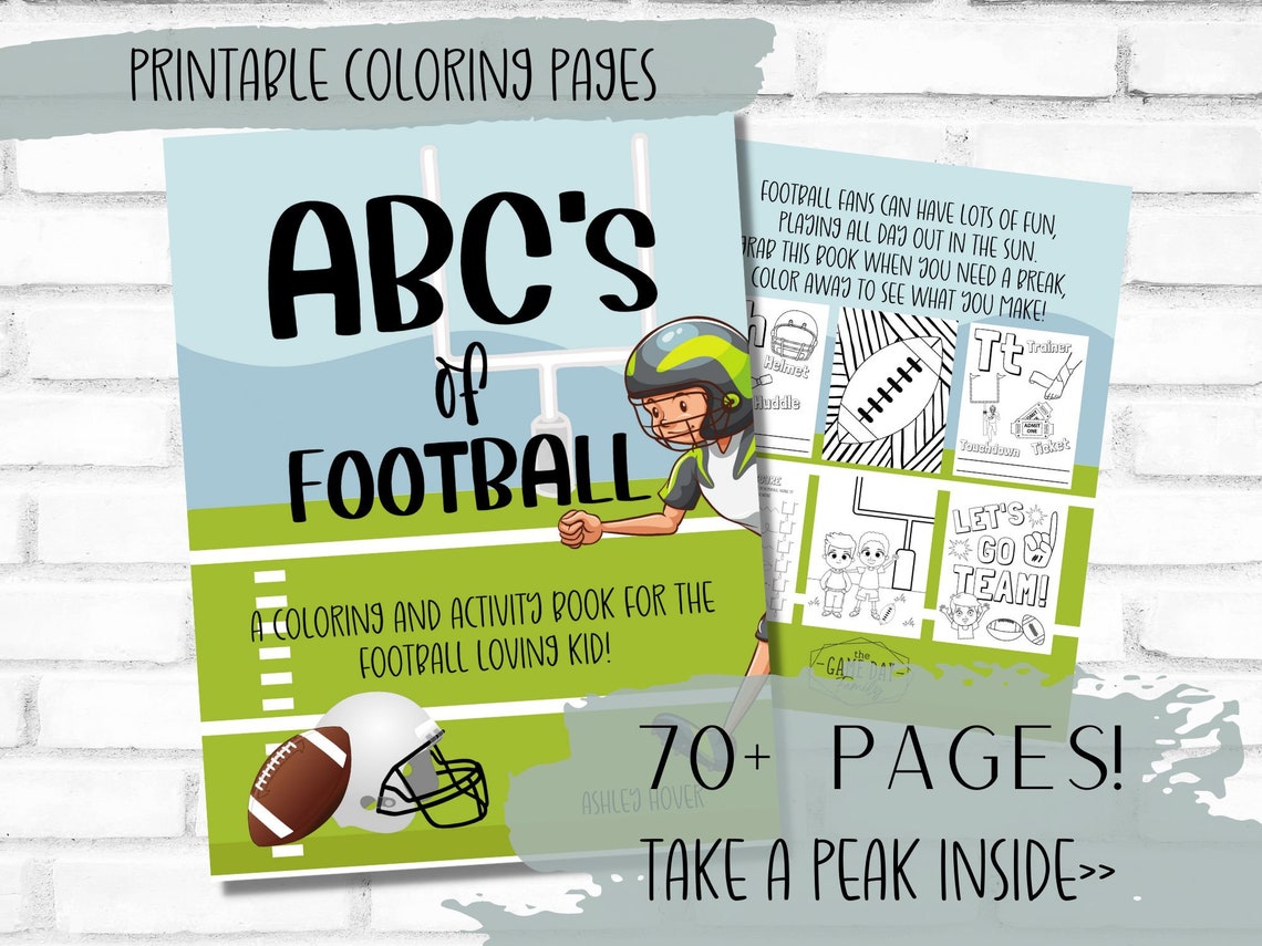Abcs Football Printable Coloring Book for Kids on Game Day - Etsy
