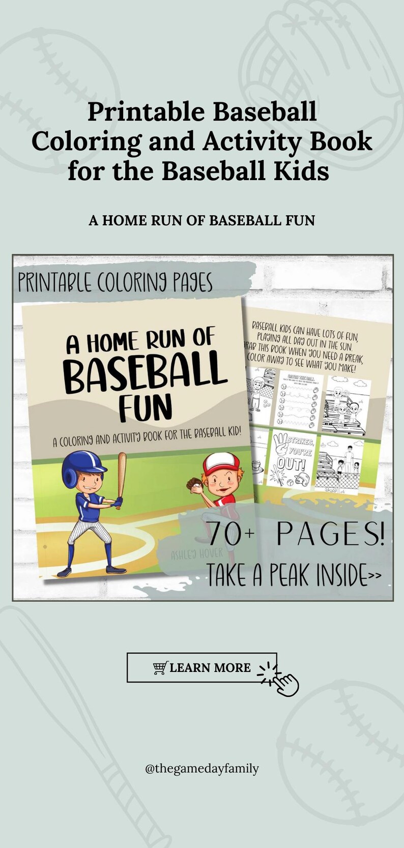 Printable Baseball Coloring Book for Toddler Activity Instant Downlaod ...