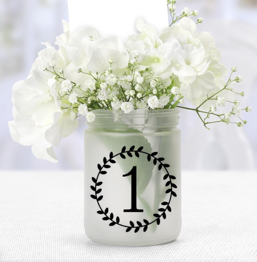 Floral Wedding Table Number Vinyl Decal Set of Number Sticker Gold ...