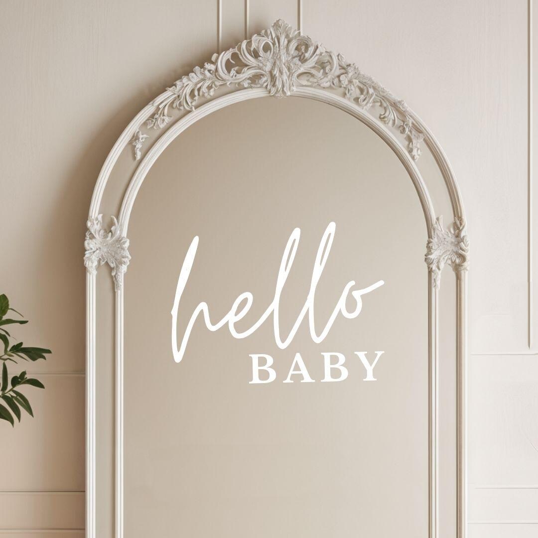 Hello Baby Vinyl Decal for Baby Shower Hello Baby Photo Backdrop Sign ...