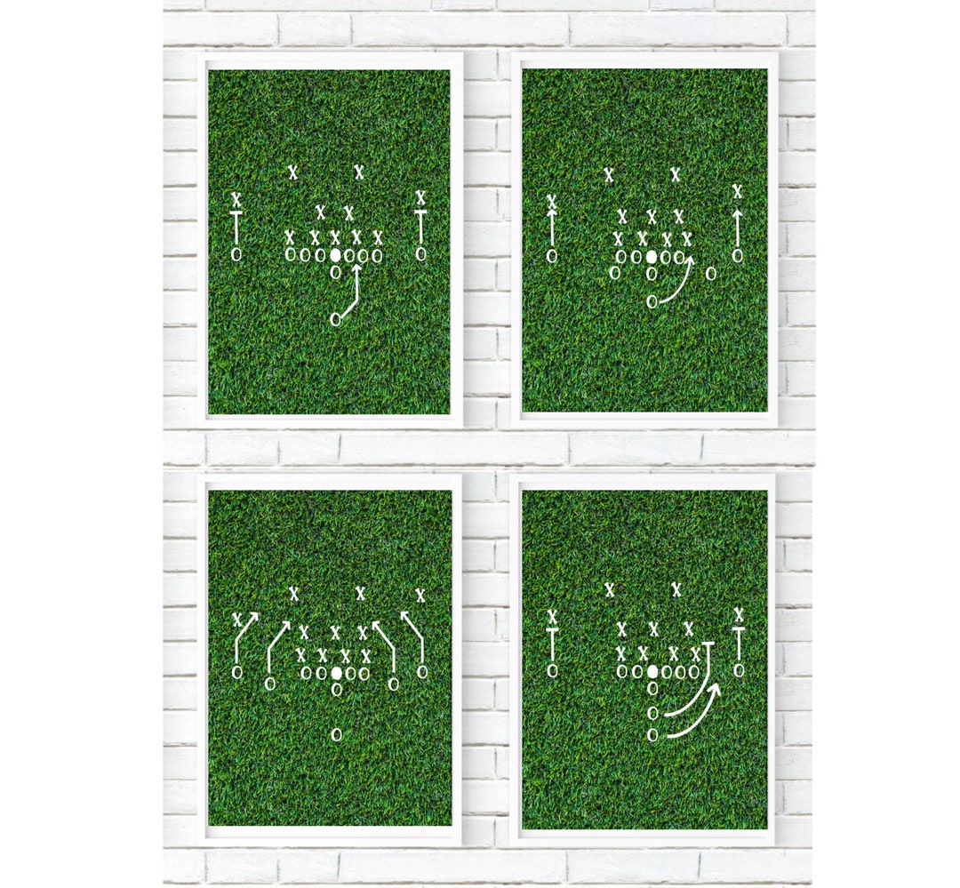 Football Printable Poster set of 4 Plays Football Playbook Wall Art for ...