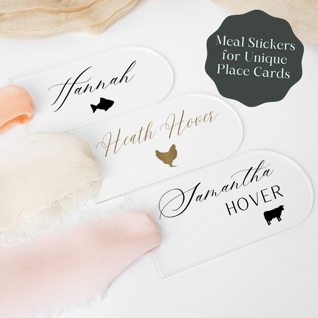 Meal Stickers (set of 10) for Place Cards Wedding Meal Choice Stickers ...
