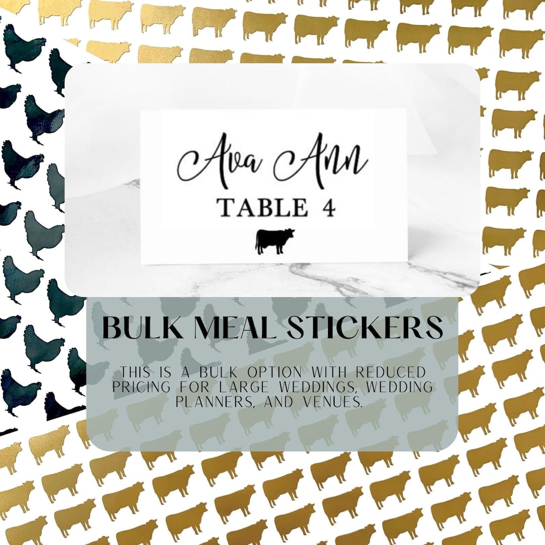 Set of 100 Elegant Dining Labels for Large Event Party Catering Sticker ...