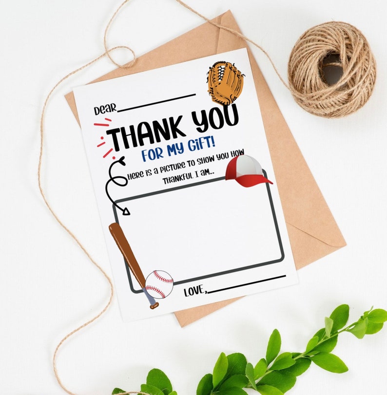 Baseball PRINTABLE Kids Thank You Cards for Toddler Birthday | Etsy